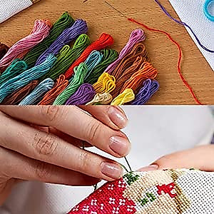 14 CT Cross Stitch Kits for Beginners Teacup & Poppy Printed Stamped Cross-Stitch Supplies Needlework Printed Embroidery Kits DIY Kits Needlepoint Starter Kits 34×26cm