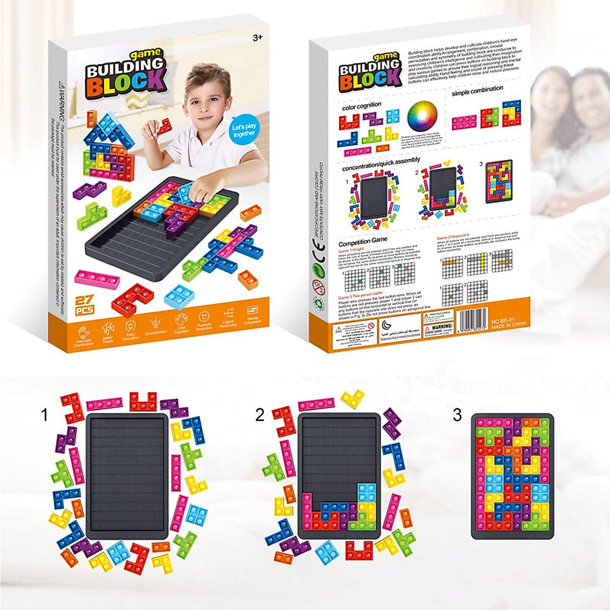 Hapencen Puzzle Game Pop It Fidget Jigsaw Toys,Push Bubble Silicone Sensory Fidget Toys Parent-Child Toys, Block to Anxiety & Relief Stress for Kids Adults or Autism Special Needs