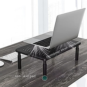 WALI Monitor Stand Riser, Adjustable Laptop Stand Riser Holder, 3 Height Adjustable Underneath Storage for Office Supplies (STT003-2), 2 Pack, Black