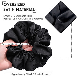 Oversized Satin Hair Scrunchies - 6 Pieces 7.2 Inch Elastic Silk Hair Bands, Large Ponytail Holders for Women and Girls