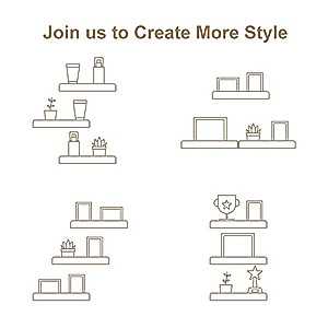 Emfogo Wall Shelves with Ledge 16.9 inch Wood Picture Shelf Rustic Floating Shelves Set of 3 for Storage and Display Rustic Brown