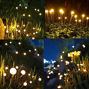 Solar Swaying Garden Lights,New Upgraded Solar Firefly Lights Outdoor Waterproof,Solar Vibrant Garden Decorative Lights for Yard Patio Walkway Pathway Courtyard,Warm Light 2 Pack