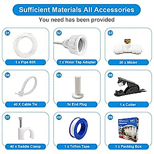 Mister System for Outside patio 65Ft (20M), Outdoor Misting System, Patio Misters for Cooling, Backyard Water Mister Kit for Waterpark, Garden, Greenhouse, Canopy, Porch, Umbrella, Gazebo, Trampoline