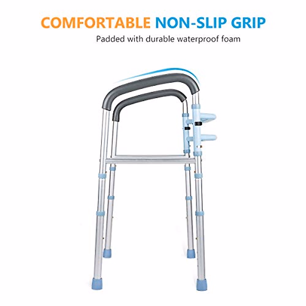 OasisSpace Stand Alone Toilet Safety Rail - Heavy Duty Medical Toilet Safety Frame for Elderly, Handicap and Disabled - Adjustable Bathroom Toilet Handrails Grab Bar, Fit Any Toilet