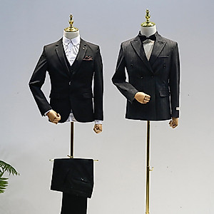 Male Mannequin Torso Body, Men Maniquine Dress Form with Flexible Solid Wood Arm, 47.24"-76.77" Height Adjustable Manikin with Detachable Shoe Holder Pants Rack for Clothing Suit Display