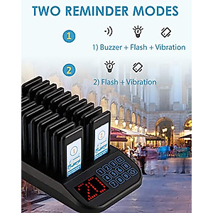 Crispaire Restaurant Pager System Pagers for Restaurants Waiting Buzzers Wireless Calling System Social Distancing Buzzer Long Working Distance Mute Function Food Truck Church Hospital (20 pagers)