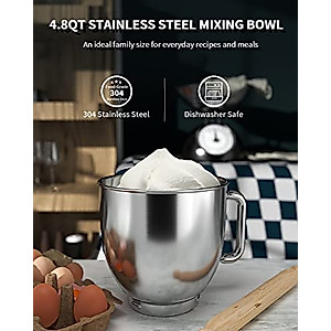 Stand Mixer, CWIIM 10+P Speed 4.8 QT Food Mixer with Dough Hook Whisk Beater Splash Guard Mixing Bowl, Tilt-Head Kitchen Electric Mixer for Baking Egg Bread Cakes Cookie Pizza Salad (Red)