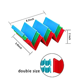 Vethwal 3 Pack Colorful Taco Holders, Taco Holder Stand with Handle Can Hold 2 or 3 Tacos Each, Sturdy, BPA Free Healthy PP Material Dishwasher & Microwave Safe