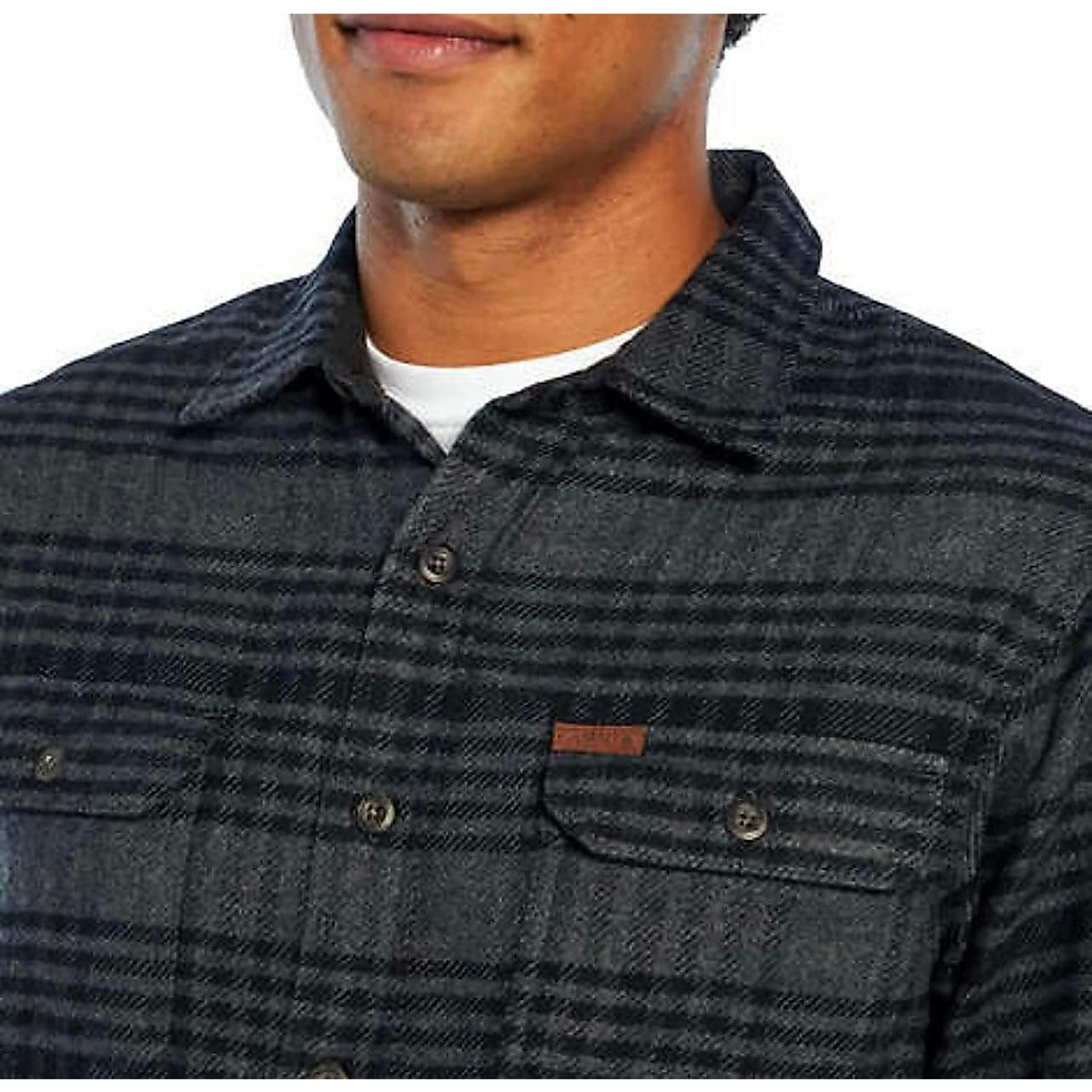 Orvis Big Bear Heavyweight Double Brushed Flannel Button Down Shirt with Hand Warmer Pockets (as1, Alpha, l, Regular, Regular, Black,Gray)