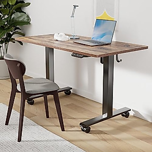 BANTI 63'' Standing Desk, Electric Stand up Height Adjustable Home Office Table, Sit Stand Desk with Splice Board, Rustic Brown