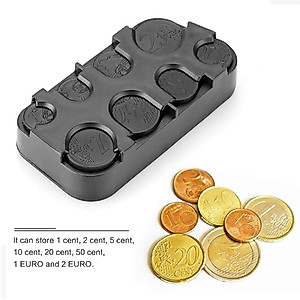 anso Euro Coin Holder Case Money Storage Box Wallet Organizer (Blue)