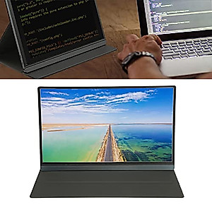 BUUA Laptop Monitor, 100‑240V Portable Monitor 15.6in for Smartphone (US Plug)