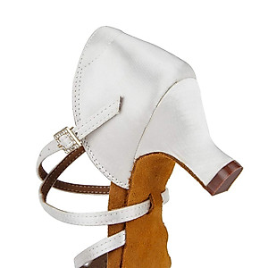 RUYBOZRY Women's Latin Dance Shoes Professional Ballroom Salsa Latin Practice Dance Shoes,213ZS-White-5,US 6.5