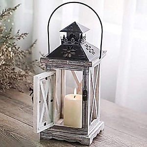Candle Lantern Decorative Farmhouse White Lanterns Candle Holde Decor for Home Decor Front Porch