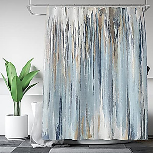 Abstract Shower Curtain 72 X 72 Inches With 12 Hooks Modern Aesthetic Abstract Stripe Shower Curtain Set For Bathtub Bathroom Gray Blue Brown Contemporary Abstract Painting Fabric Shower Curtains