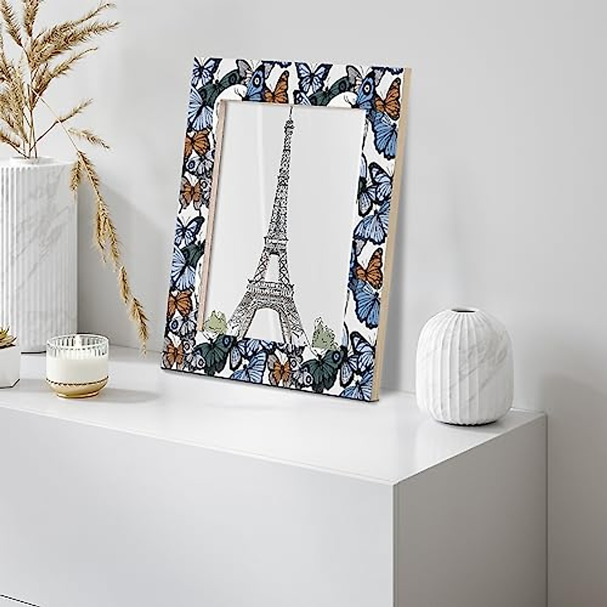 POFATO Butterflies Skull11x14 Picture Frame Wood Photo Frame for Tabletop Display Wall Mount Picture Frame Display 11 x 14 Inch Photo Wall Decor Home Gift Frames