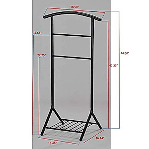 Kings Brand Furniture - Amos Black Metal Wardrobe Suit Valet Stand Organizer, Clothes Rack, Contour Hanger, Trouser Shoe Rack