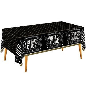 Gatherfun Vintage Birthday Party Decorations for Men Disposable Tablecloth, Plastic Table Cover for 30th 40th 50th 60th 70th 80th Birthday Decorations