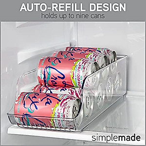 SIMPLEMADE Drink Container for Refrigerator, Can Dispenser Rack, Clear Pop Holder for Refrigerator and Freezer, Multipurpose Pop Can Organizer for Kitchen, Office, Bathroom
