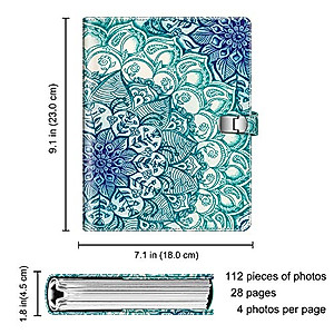 Fintie Photo Album 4x6 Photos - 112 Photos Premium Vegan Leather Cover with Snap Fastener, Portable Wallet Photo Albums, Emerald Illusions
