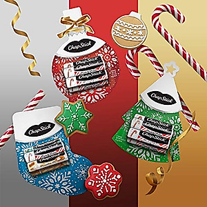 ChapStick Holiday Ornament Candy Cane Lip Balm Gift Set, Lip Moisturizer and Christmas Stocking Stuffer - 0.15 Oz (Pack of 5)