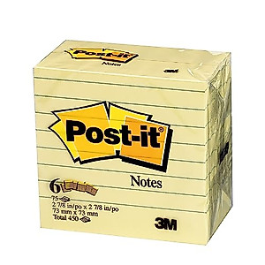 Post-it Notes 3x3 in, 6 Pads, America's’s #1 Favorite Sticky Notes, Canary Yellow, Clean Removal, Recyclable (5444)