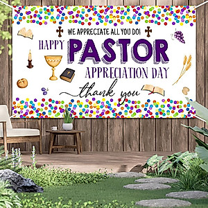 Wollmix Pastor Appreciation Day Banner Decorations Gifts for Men Thank You for All You Do We Appreciate You Sign Backdrops Wall Party Decor Supplies Photography Background Photo Booth 70.8x43.3inch