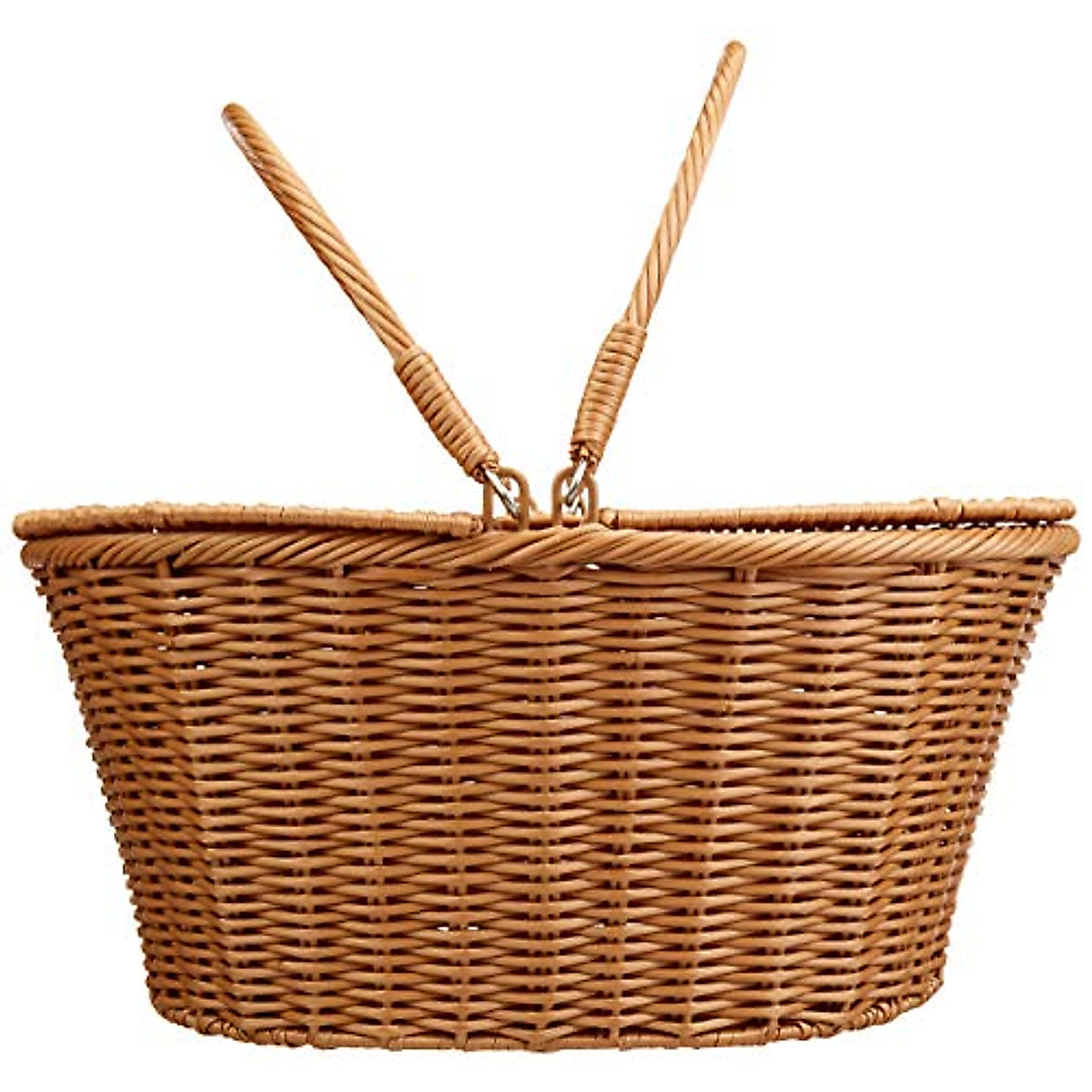 Kovot Poly-Wicker Picnic Basket | Measures 16" x 13.5" x 7.5" | for Picnics, Parties and BBQs | Hand Woven Polypropylene Fibers That Will Last