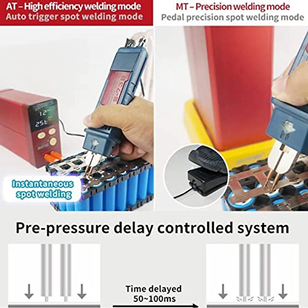 GAOMIN Battery Spot Welder,801D 12 Kw 220v Capacitor Energy Storage Pulse Welding Machine,Portable Energy Storage Pulse Welding Machine for Battery Pack 18650 Lithium Batteries