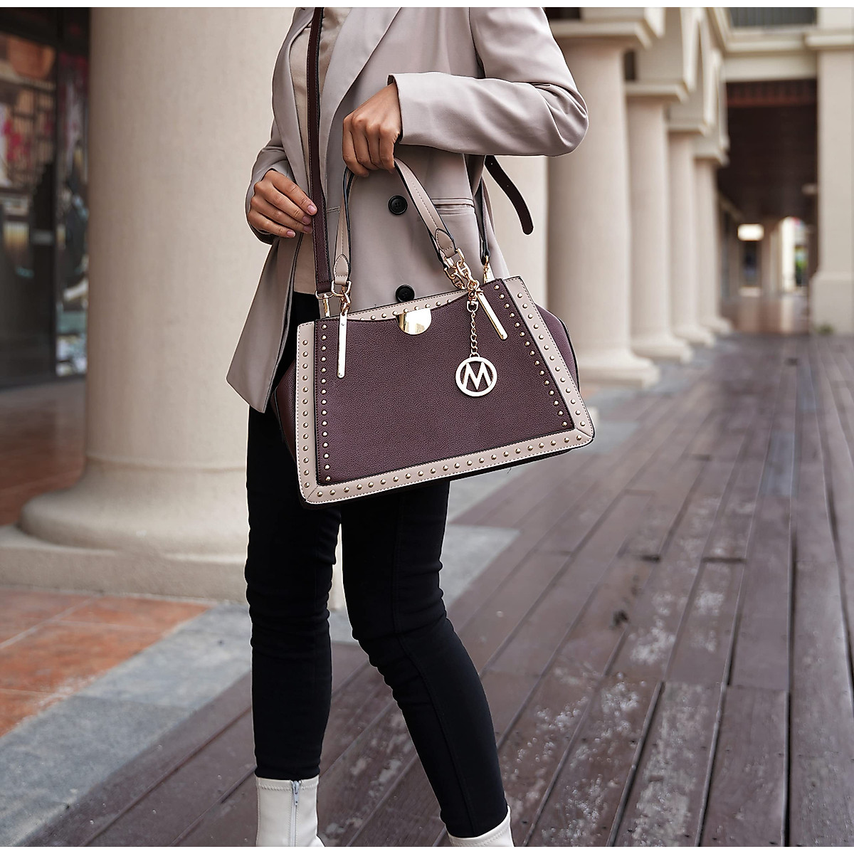 MKF Collection Crossbody Satchel bags for Women, Pu Leather Shoulder PocketBook Handbag Lady Top Handle Purse