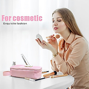 Idefair Cute Pencil Case, Preppy Pencil Pouch Aesthetic Pen Case with Finger Loop, Large Capacity Pencil Bag with Double Zipper School Supplies for Girls (Pink, Letter A)