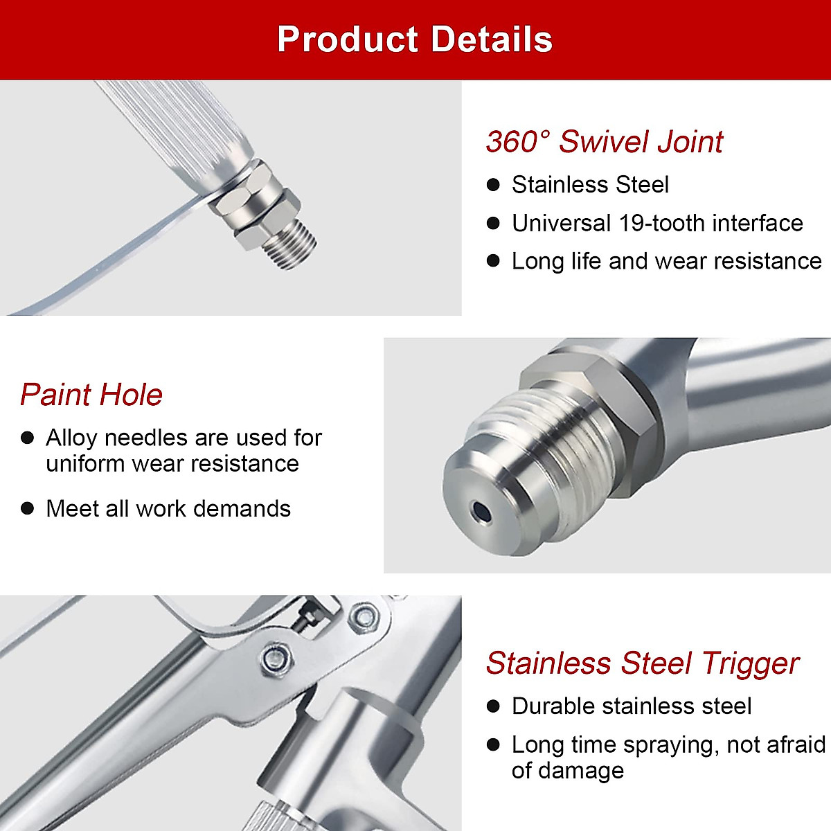 Airless Paint Spray Gun Sprayer High Pressure 3600 PSI 517 TIP (Silver)