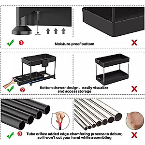 TIDY HOMES 2-Tier Under Sink Sliding Organizer - Premium Pull Out Storage Organizers with Dividers and Accessories for The Kitchen, Bathroom, Home Office, Full Size Cleaning Supplies, And Much More