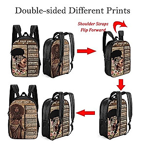 African American Women God Says You Are Unique Melanin Backpack Large Bookbag Double Sided Prints Travel Backpack Unisex Casual Backpack School Backpack, 17 Inch, Black Girl Pride
