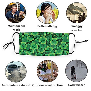 Shamrock Face Mask St. Patrick's Day Masks Washable Cloth Mask Reusable Breathable Cloth Irish National Day Fashionable Green Masks for Adults 3 PCS