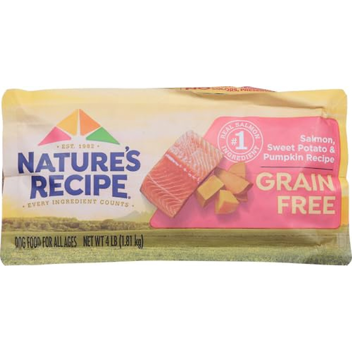 Nature′s Recipe Grain Free Salmon, Sweet Potato & Pumpkin Recipe Dry Dog Food, 4 lb. Bag