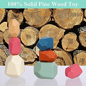 FIMIJORY 36 PCs Kids Balancing Stones,Wood Building Blocks, Sorting Stacking Rocks, Educational Preschool Learning Toys, Lightweight Puzzle Set, Sorting Toys for Kids 3+