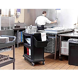 Rubbermaid Commercial Products Executive Series Utility Cart with Wheels, Black, Two Shelf Cart for Kitchen/Restaurant/Cafeteria/School/Storage 300 lbs. Capacity