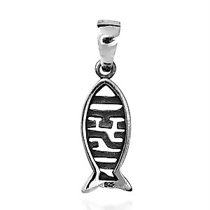 AeraVida Jesus Fish Ichthys Christian Symbol .925 Silver Pendant or Charm