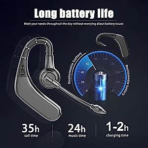 Mosonnytee Bluetooth earpiece Bluetooth Headset Noise Cancelling Headphone with Microphone Trucker Bluetooth Headset Single Ear Hands-Free Headphones with Replaceable Batteries