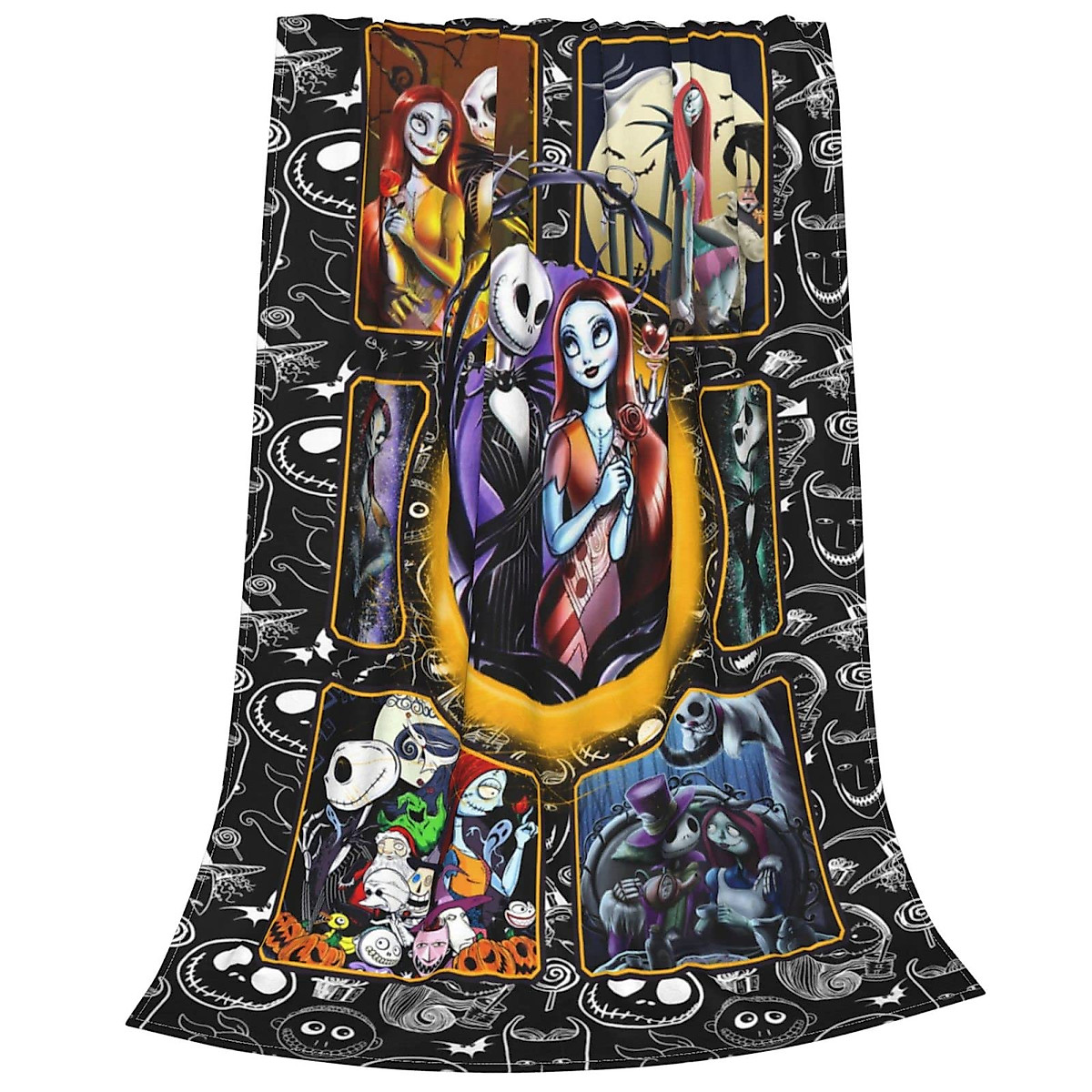 Ennankob Christmas Halloween Horror Throw Blankets Soft Warm Micro Fleece Blanket Novelty Home and Collectible Holidays Party All Seasons for Kids Aldults 50''X40'' Black 1