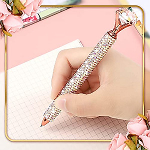 Lincia 4 Pcs Diamond Pens with Crystal Bling Metal Ballpoint Pens Bridal Shower Retractable Black Ink Rhinestone Writing Pens with Replacement Refills for Women Wedding Office Birthday (AB Color)