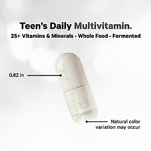 Codeage Teen’s Daily Multivitamin Supplement, 25+ Vitamins & Minerals for Teenage Boys & Girls, Organic Whole Foods Vitamins for Teenagers, Vitamin A, B, C, D, E, K, Omega-3, 60 Ct