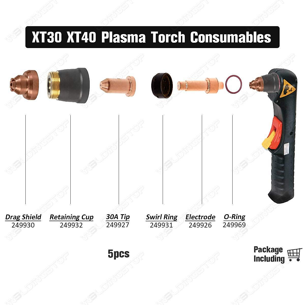 5pcs 249927 Tip Nozzle 30A for Miller XT30 XT40 Series Torch