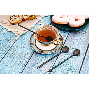 Spoons set 6pcs stainless black spoon, use for coffee mixing, tea, dessert cake ice cream spoon, ice tea, espresso, cocktail mixing spoon, home dinner, set of 6, 6.7-inch