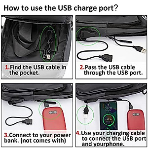 Peicees Sling Bag for Men Women Waterproof Mens Sling Backpack Purse Crossbody Bag with USB Charging Port for Travel Hiking