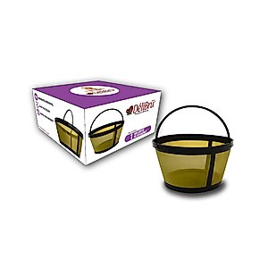 Delibru Gold Toned Reusable 8-12 Cup Basket Coffee Filter fits Mr. Coffee Makers and other Brand Brewers. Permanent Replacement for your Paper Filter, BPA Free