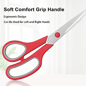 PYOF Scissors, 8" Scissors All Purpose Stainless Steel Craft Scissors Sharp Fabric Scissors Comfort Grip Scissors for Office School Home Right/Left Handed 5 Packs(Yellow, Green, Blue)