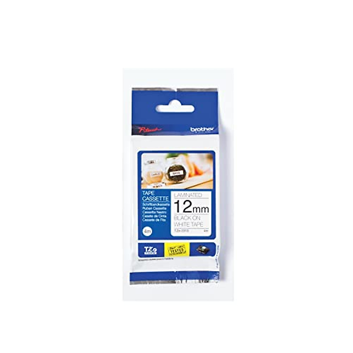 Brother TZe-231S Labelling Tape Cassette, Black on White, 12 mm (W) x 4M (L), Laminated, Brother Genuine Supplies