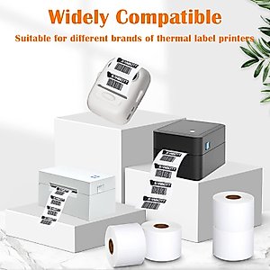 12 Rolls of 1300 2"x1" Direct Thermal Labels for UPC Barcodes, Perforated Address Labels, Thermal Paper Self-Adhesive Label Stickers Tape Compatible with Rollo & Zebra Desktop Printers (12 Rolls)